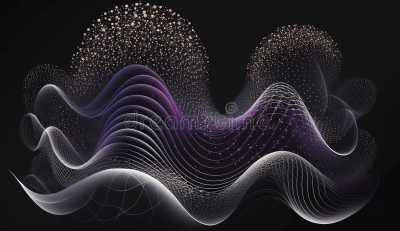Sound Waves. Dynamic Effect. Illustration with Particle Wave Flow. AI ...
