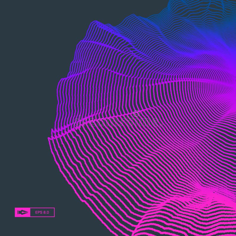 Wave Background. Vector Illustration. Network Design with Particle ...