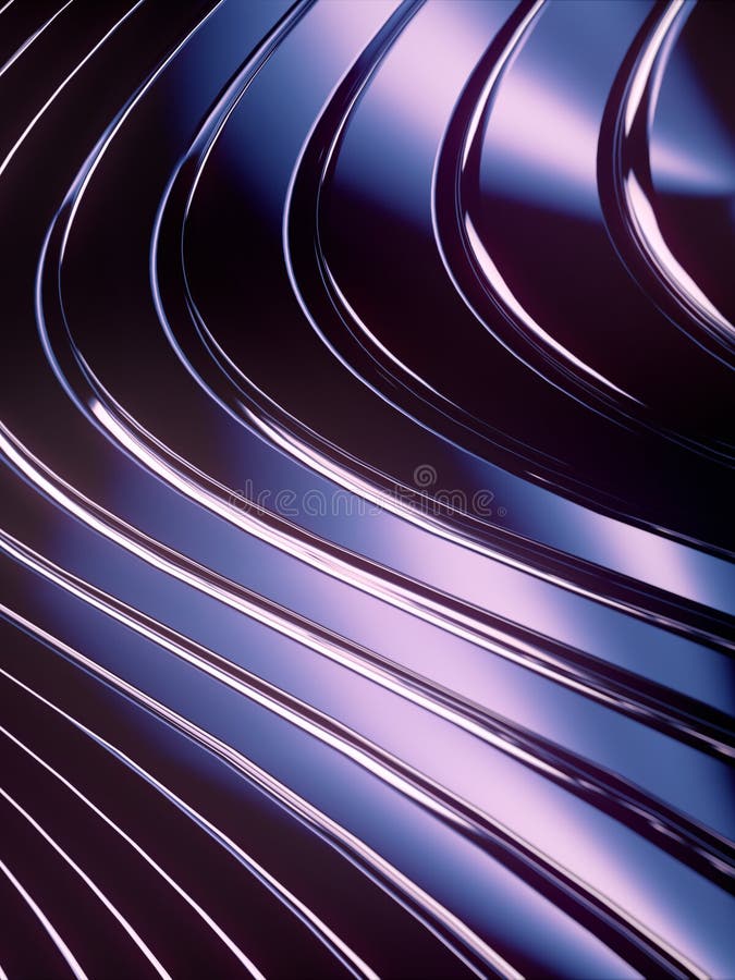 Wave Band Abstract Background. Bright Pink Reflections on Dark Metallic ...