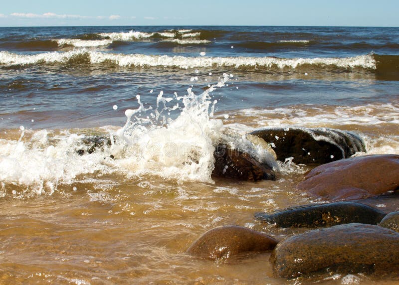 Wave beating against rocks stock image. Image of recreation - 73975203