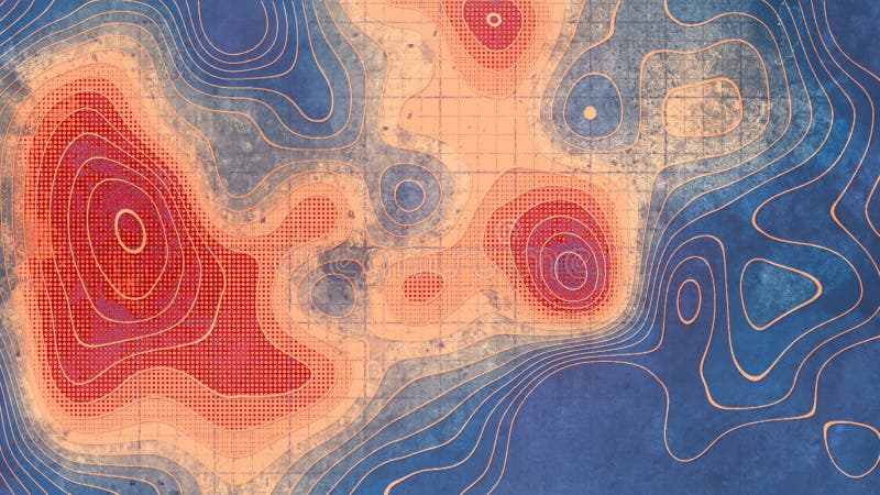 Wave Bends Colored Flowing Pattern on Old Surface. Topography Map Loop ...