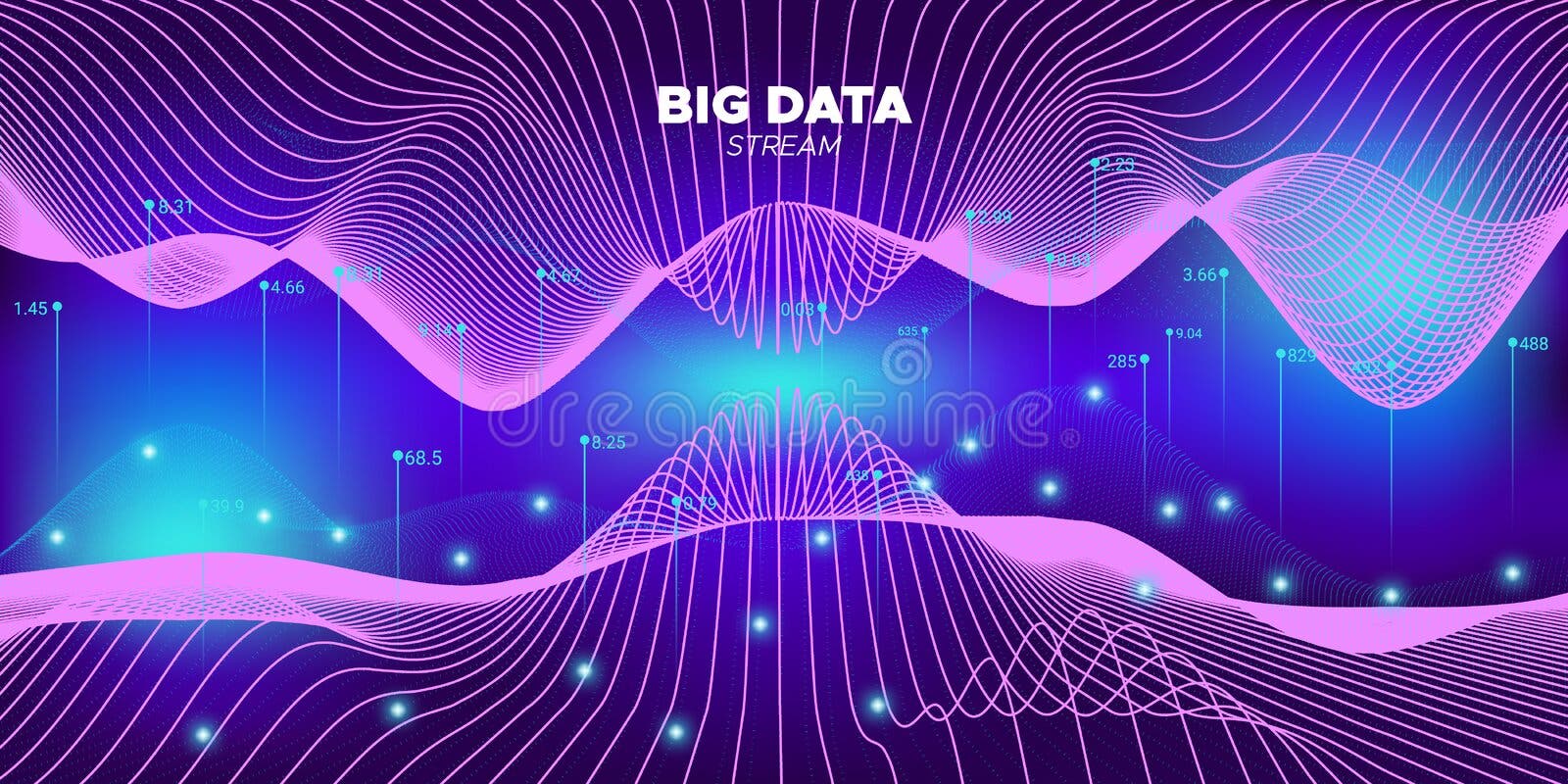 Neon Big Data Vector. Matrix Visualization Stock Vector - Illustration ...