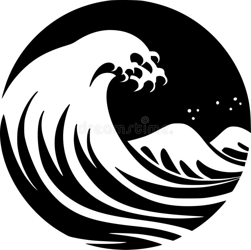 Wave - Black and White Isolated Icon - Vector Illustration Stock Vector ...