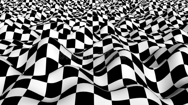 Wave Black and White Squares in a Checkerboard Pattern 3d Stock ...