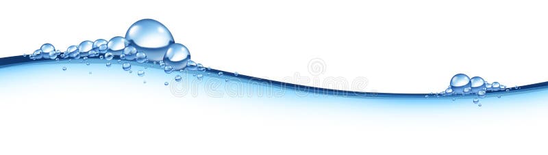 Wave in Blue Horizontal Water with Bubbles Stock Illustration ...
