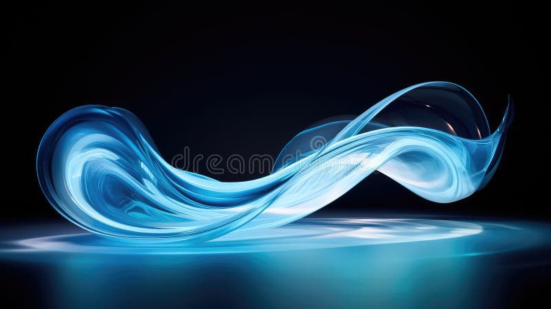 Wave blue neon light stock illustration. Illustration of fluid - 371971023