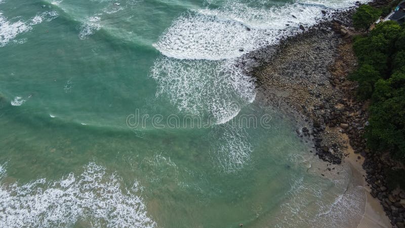 Wave of Blue Ocean Hitting Rocks, Beautiful Bright Sea with Waves ...