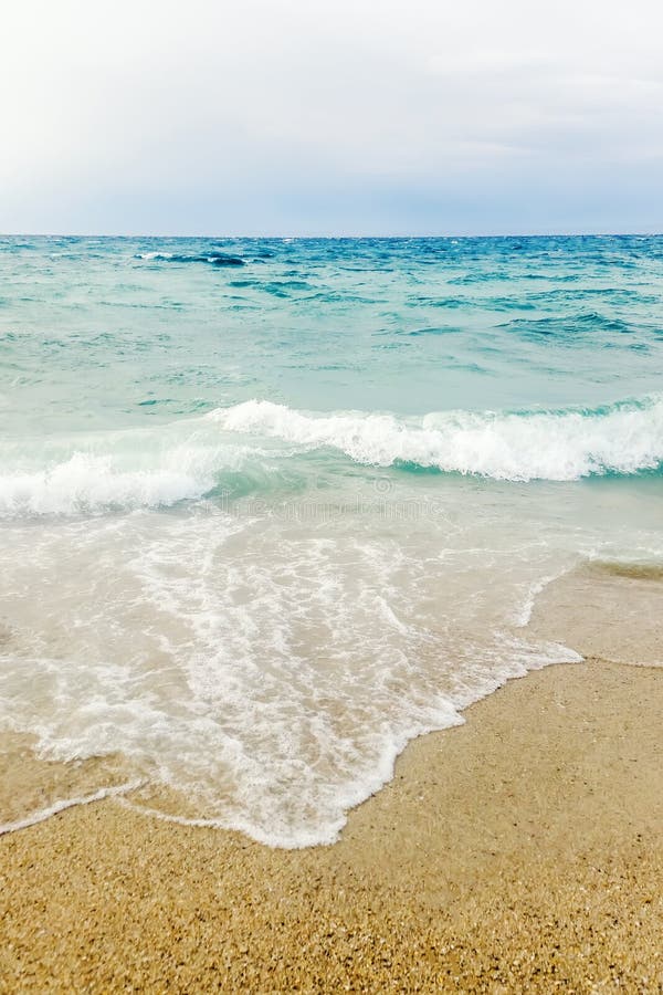 Wave of Blue Ocean on Sandy Beach Close Up Summer Background Stock ...
