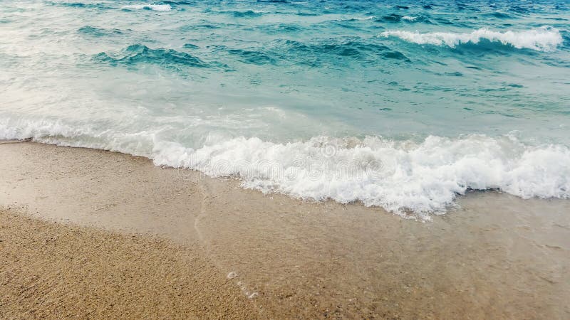 Wave of Blue Ocean on Sandy Beach Stock Image - Image of beach, shiny ...