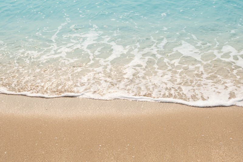 Wave of Blue Ocean on Sandy Beach. Texture Background Stock Photo ...