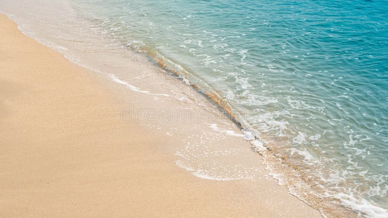 Wave of Blue Ocean on Sandy Beach. Texture Background Stock Image ...