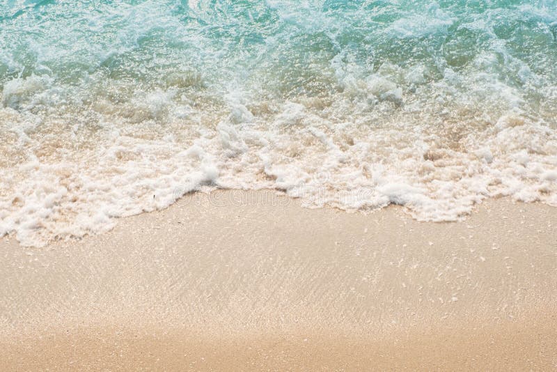 Wave of Blue Ocean on Sandy Beach. Texture Background Stock Image ...