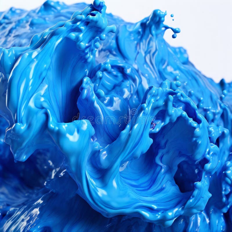 A Wave of Blue Paint Cascading Down in a Mesmerizing Flow Clse Stock ...