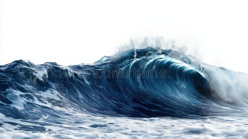 Wave of Blue Water Full Depth of Field, Isolated on White Background ...
