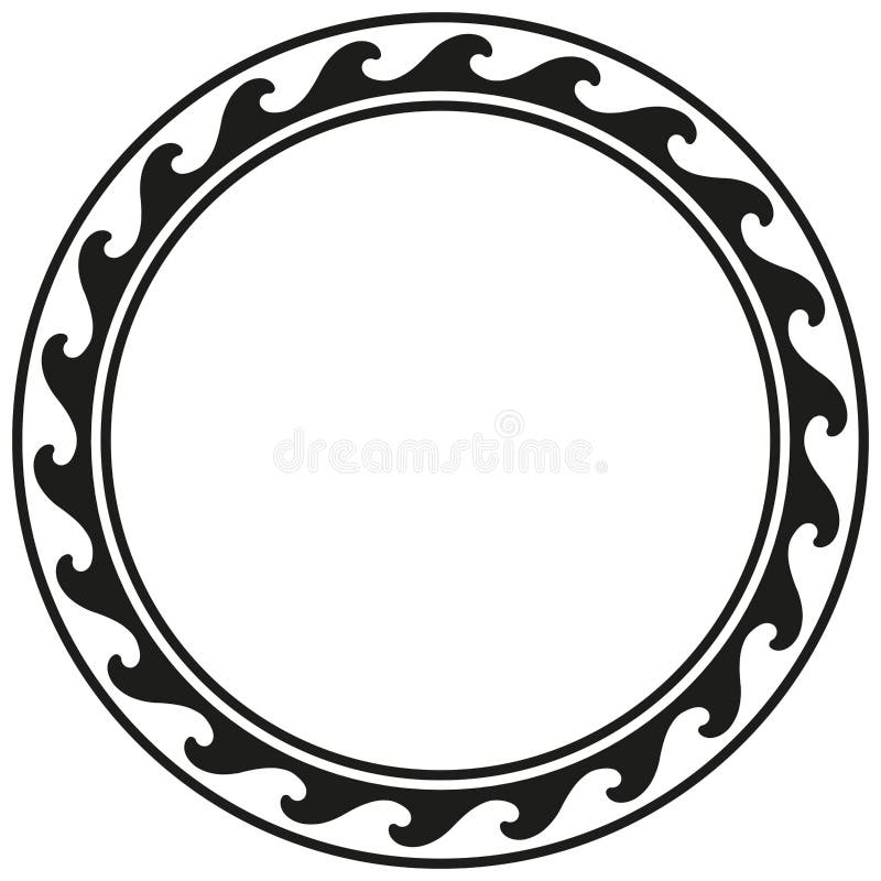Round sea wave mandala stock vector. Illustration of monochrome - 146899618