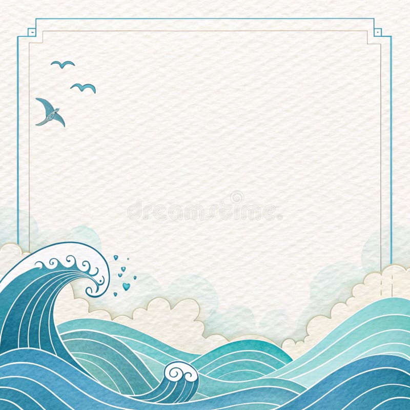 Wave Border Paper Texture Fluid and Calming Stock Illustration ...