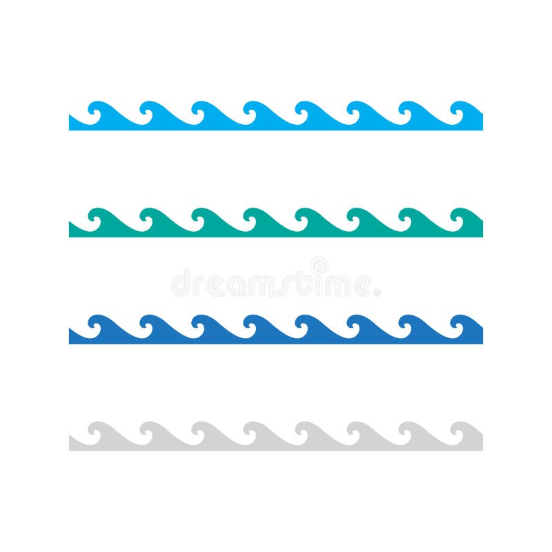 Wave Border Pattern. Blue Ocean Lines. Decorative Marine Shape. Vector ...