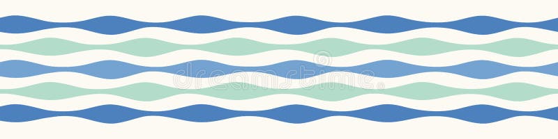 Wave Border Pattern. Vector Seamless Repeat Water Stripe Design Banner ...