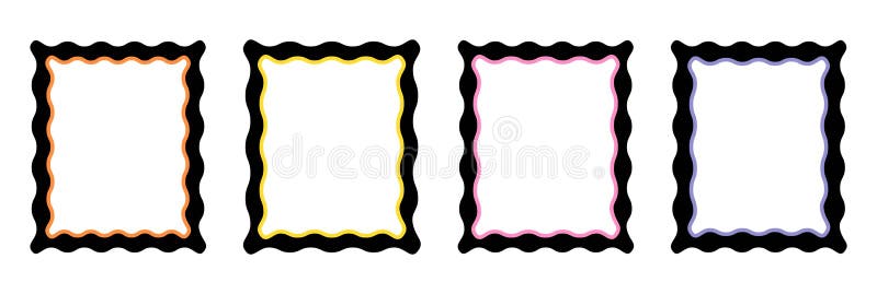 Wave Border Rectangles. Wave Frame Contrast Shapes. Set of Wavy Frames ...