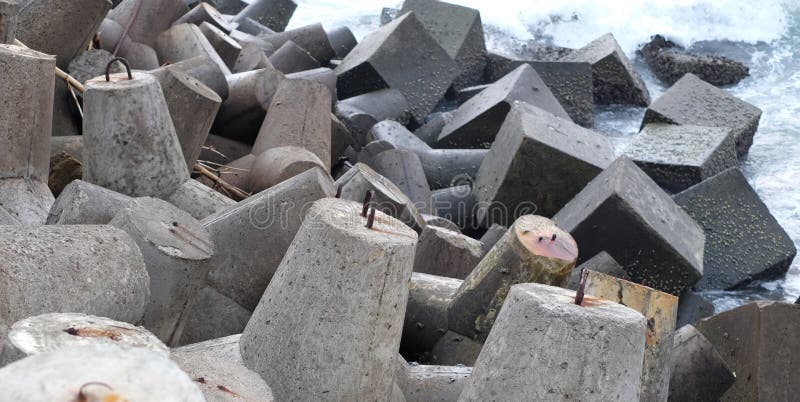 Wave breaker stock image. Image of breakwall, iron, nautical - 264820929