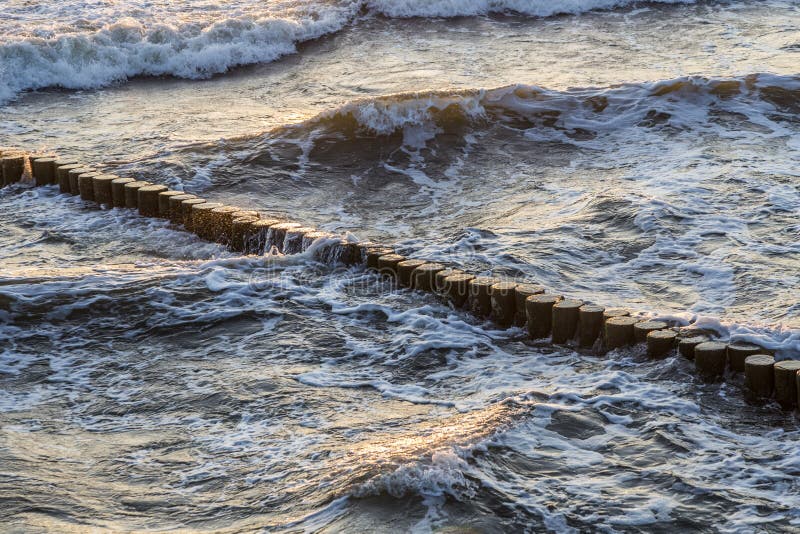 Wave breakers at the ocean stock photo. Image of koserow - 58060400