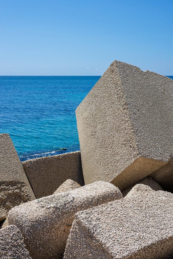 Wave Breakers in the Port of Marsala in Sicily Stock Photo - Image of ...