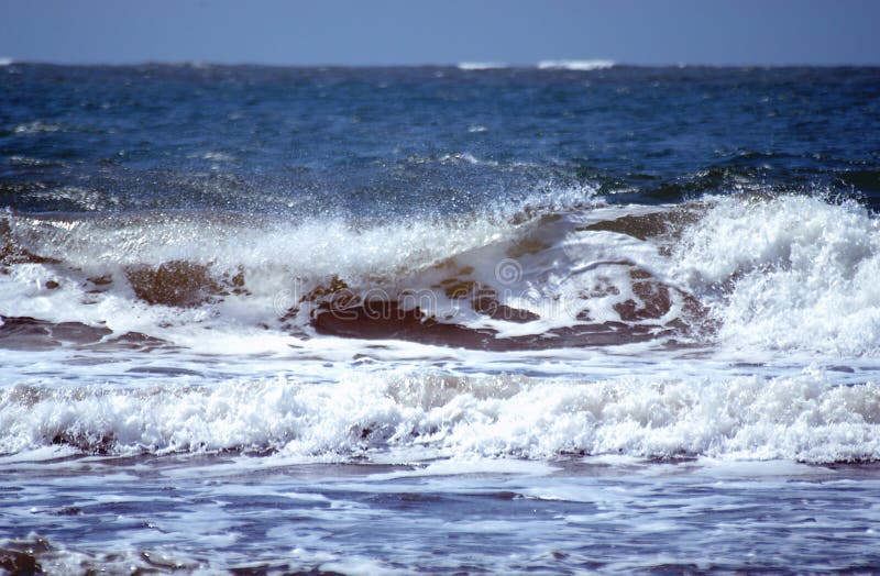 Wave Breaking on the Shoreline on the Beach #02 Stock Image - Image of ...