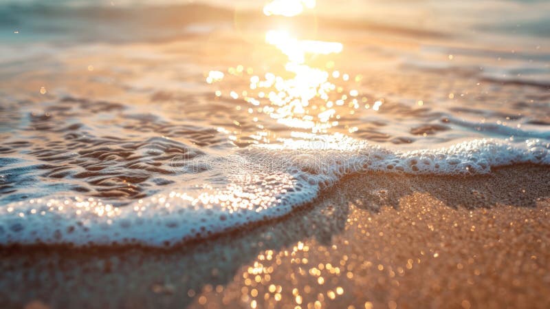 Wave Breaks on the Beach during Sunrise Stock Photo - Image of ground ...