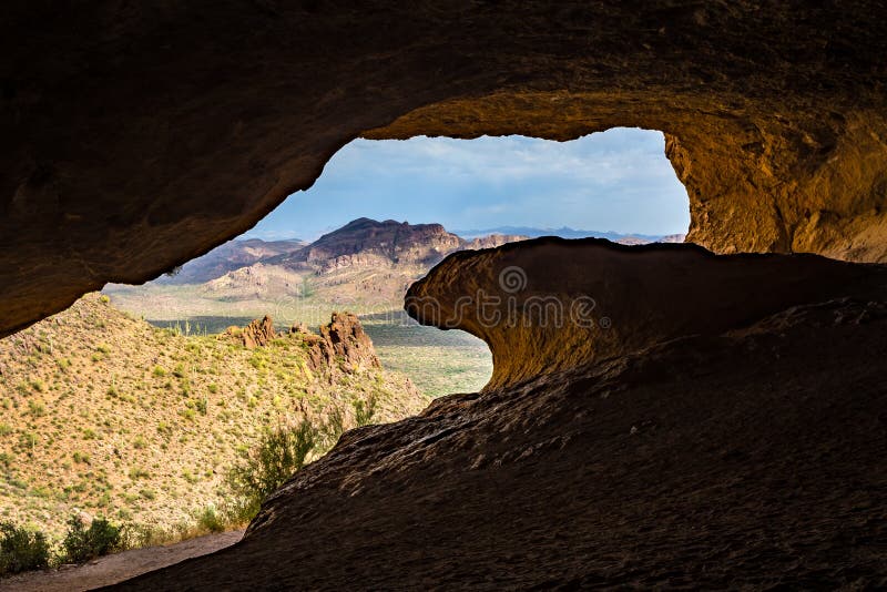 Wave Cave in Superstition Mountains Stock Photo - Image of mountains ...