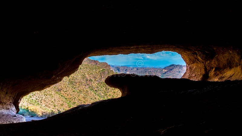 Wave Cave in Superstition Mountains Stock Photo - Image of vista, green ...