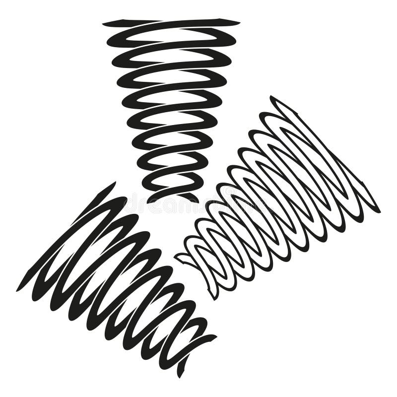 Wave Coil Shapes. Triangular Spiral Icons. Vector Dynamic Pattern ...