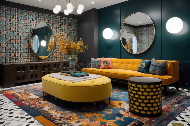 Wave of Color and Pattern in a Chic Modern Reception Area Stock ...