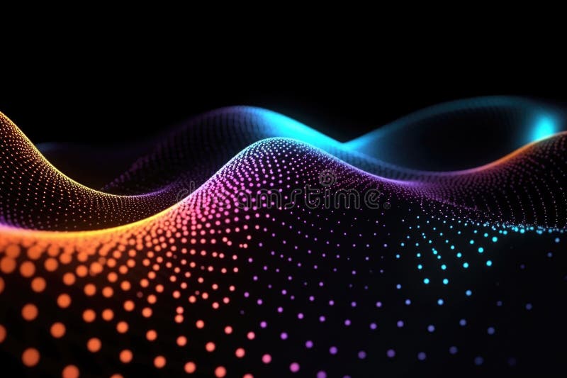 A Wave of Colored Dots on a Black Background. Perfect for Abstract ...