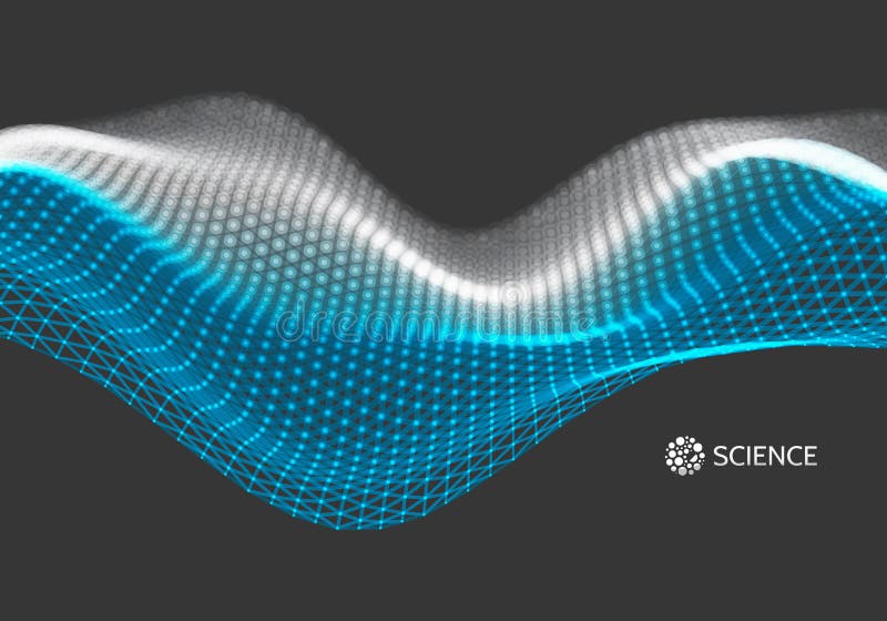 Wave with Connected Lines and Dots. Glowing Grid Stock Vector ...