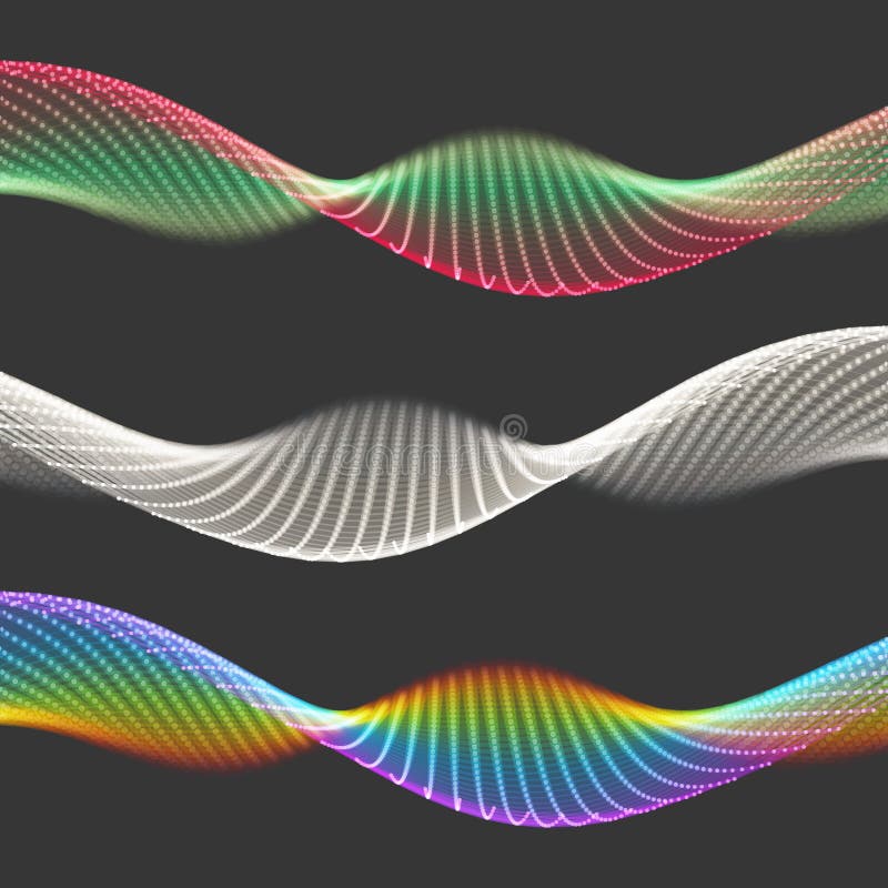 Wave with Connected Lines and Dots. Glowing Grid Stock Vector ...