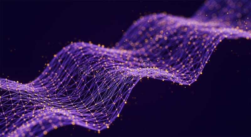 A Wave Connecting Purple and Blue Lines and Dots. Concept of Big Data ...
