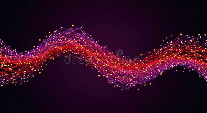 A Wave Connecting Red and Purple Lines and Dots. Concept of Big Data ...