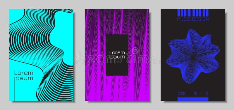 Wave Cover Design Templates Set. Stock Vector - Illustration of ...