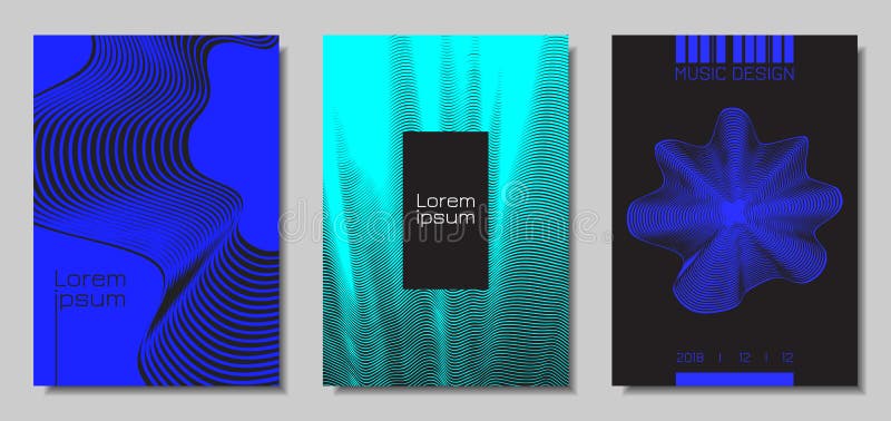 Wave Cover Design Templates Set. Stock Vector - Illustration of curve ...