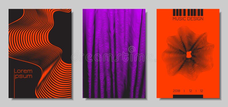 Wave Cover Design Templates Set. Stock Vector - Illustration of layout ...