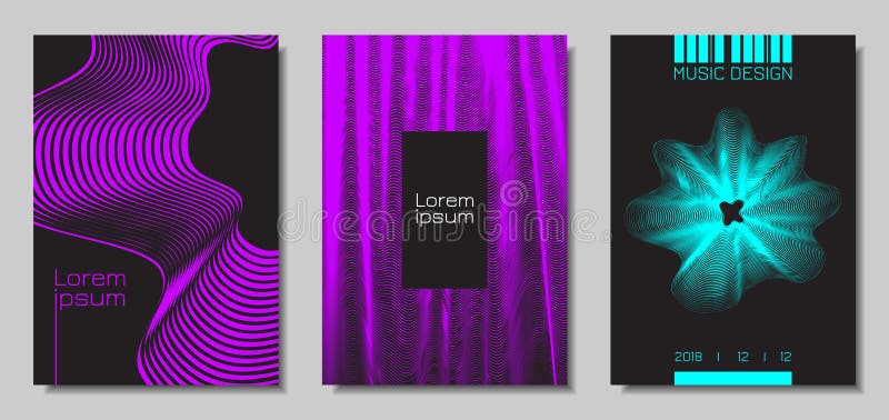 Wave Cover Design Templates Set. Stock Vector - Illustration of layout ...