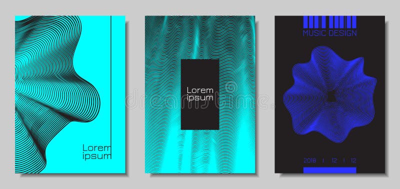 Wave Cover Design Templates Set. Stock Vector - Illustration of cover ...