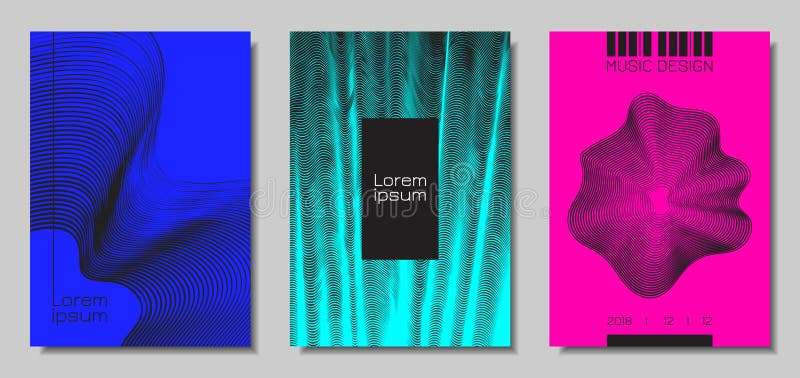 Wave Cover Design Templates Set. Stock Vector - Illustration of layout ...