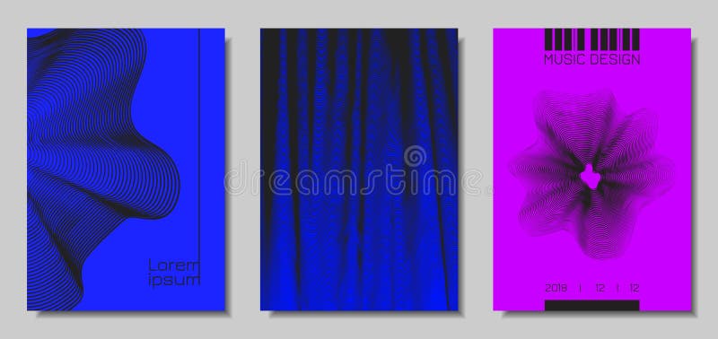 Wave Cover Design Templates Set. Stock Vector - Illustration of motion ...