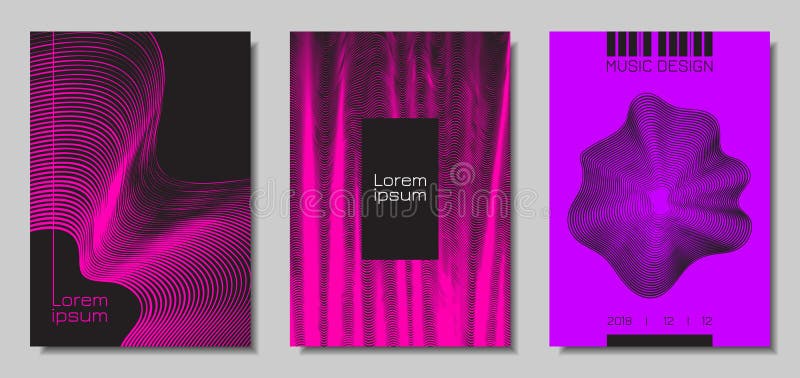 Wave Cover Design Templates Set. Stock Vector - Illustration of curve ...