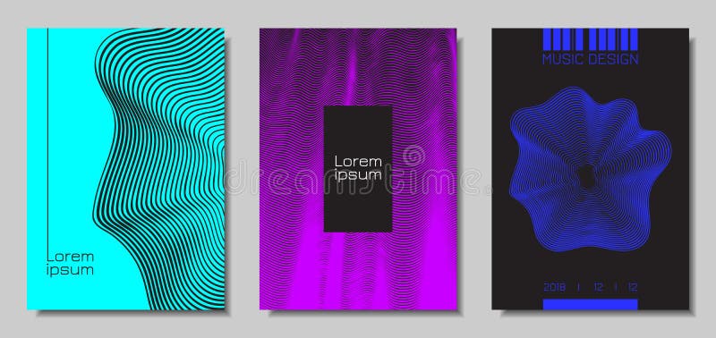 Wave Cover Design Templates Set. Stock Vector - Illustration of graphic ...