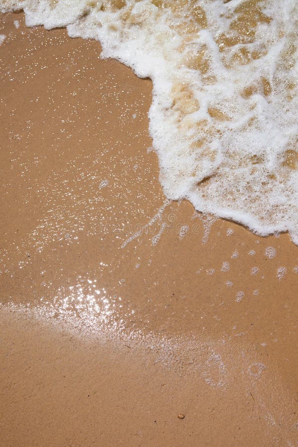 Wave covers sandy beach stock image. Image of water, coastline - 57361427