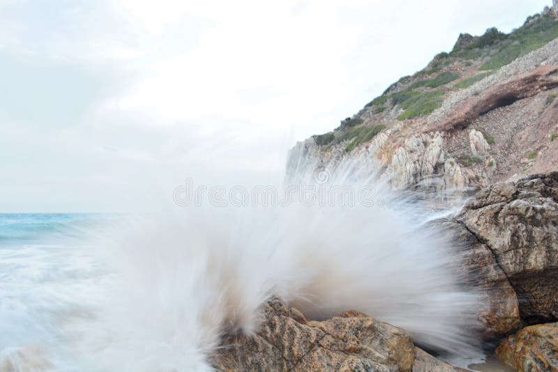 Wave Crash Impact on the Rocks Stock Photo - Image of beach, seas: 45721006