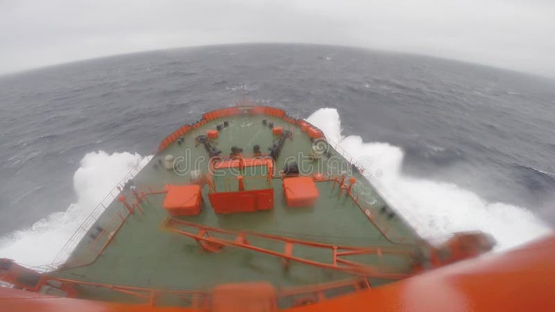 Wave Crashes Over Bow of Cruise Ship Stock Footage - Video of storm ...