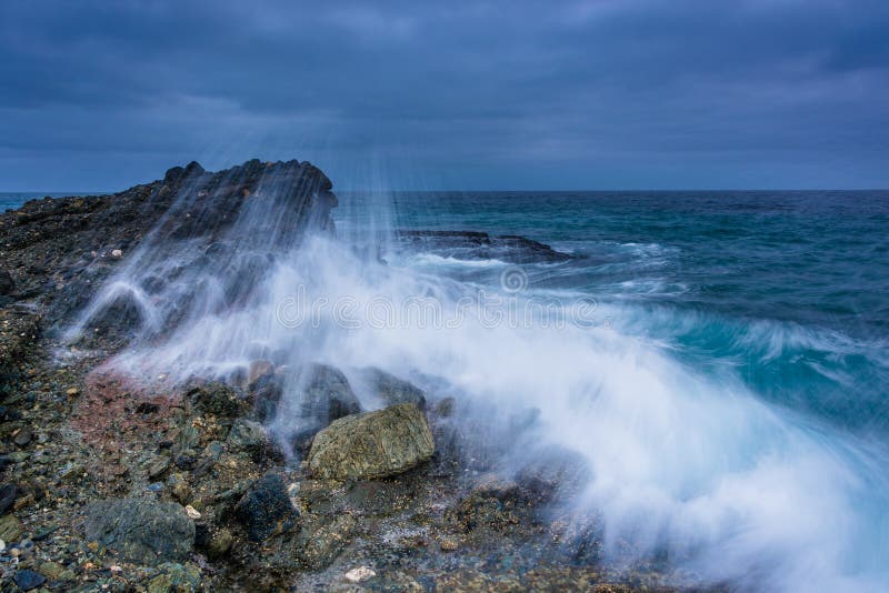 Wave Crashing on a Rock at Table Rock Beach, in Laguna Beach Stock ...